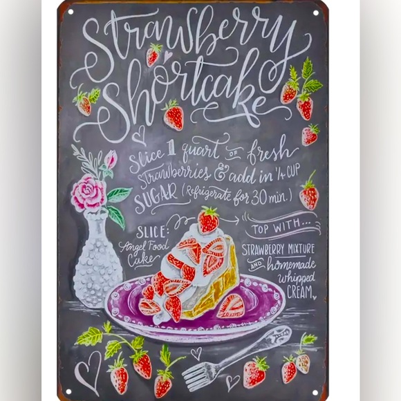 Wall Decor | Strawberry Shortcake Recipe Metal Wall Sign Flowers ...